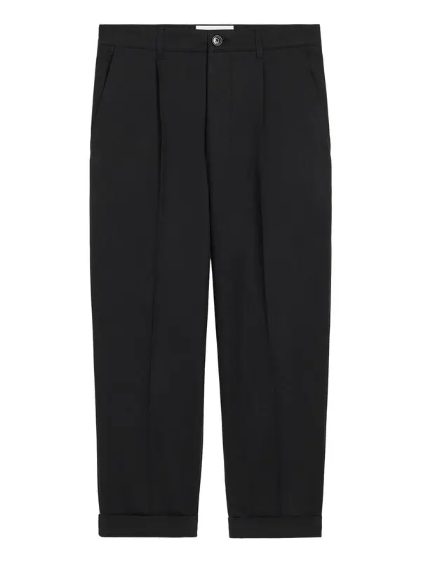 AMI Paris Cotton Carrot Oversized Trousers - Black