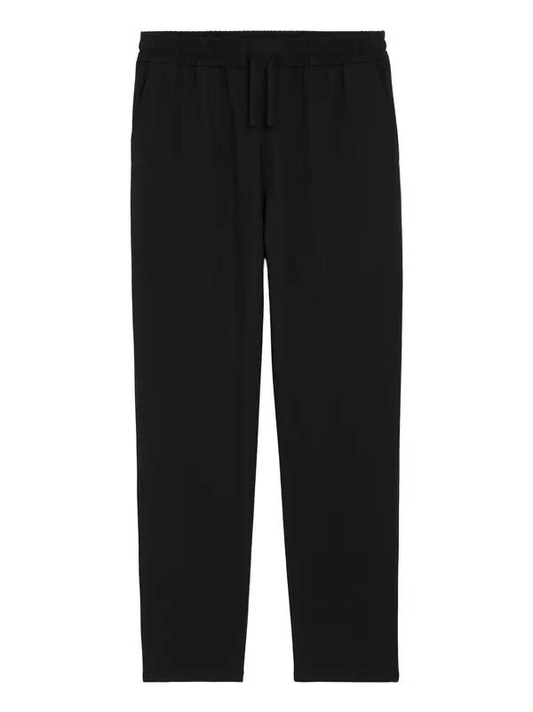 AMI Paris Wool Gabardine Elasticated Waist Trousers - Black