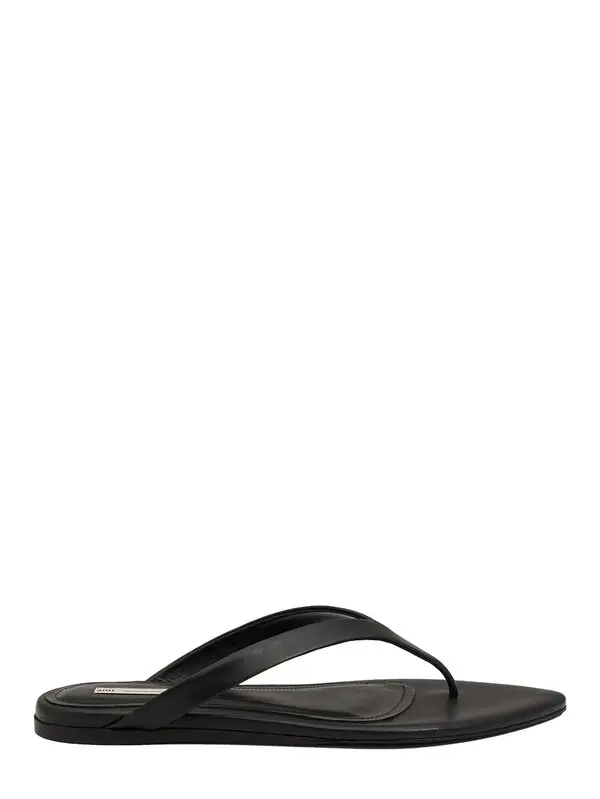 AMI Paris Lamb Leather Pointed Toe Flip Flops - Black