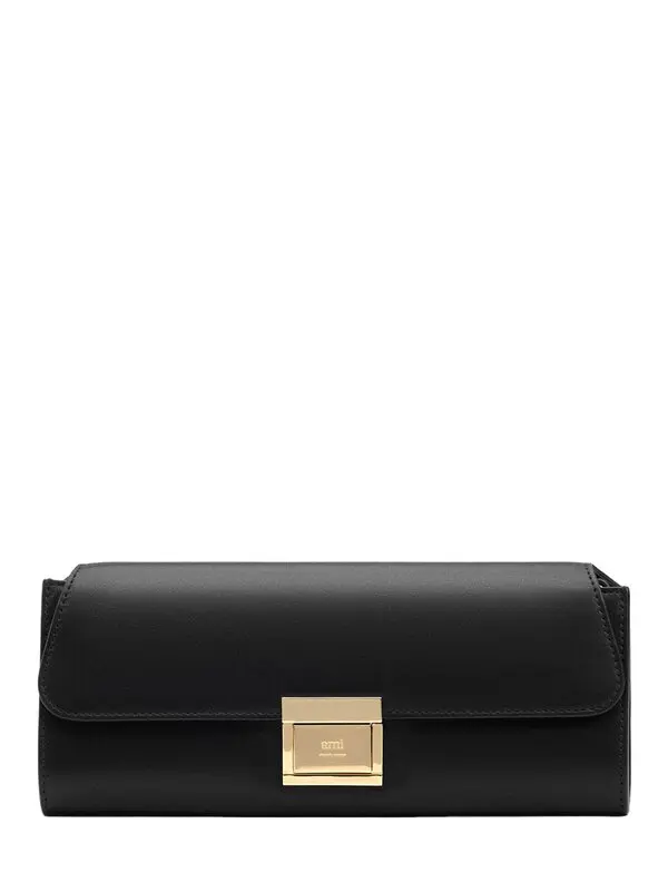 AMI Paris Mimi Pouch In Smooth Leather - Black