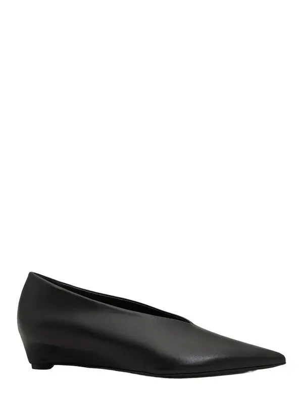 AMI Paris Lamb Leather Pointed Toe Wedge Pump - Black