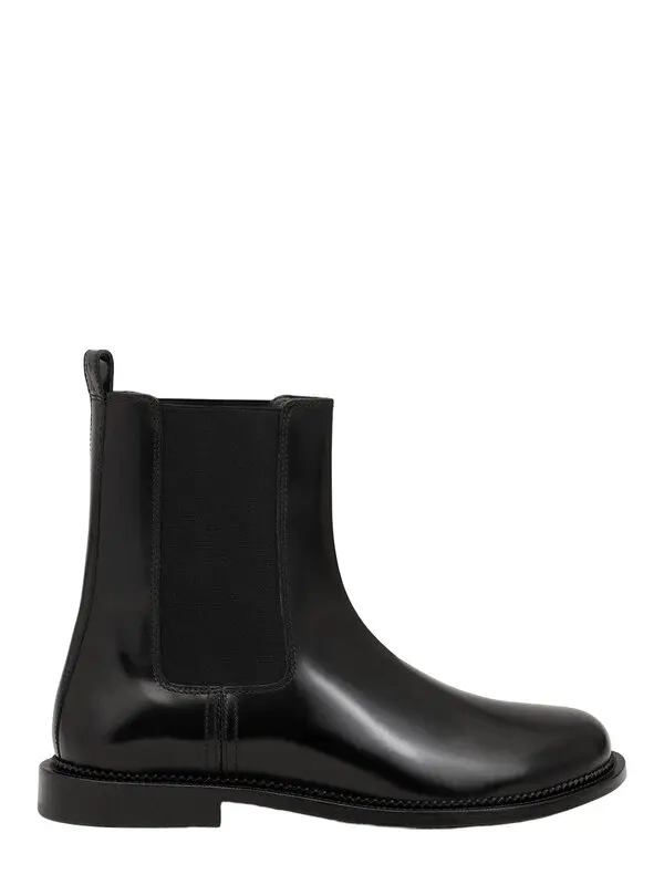 AMI Paris Glazed Leather Anatomical Toe Chelsea Boots - Black