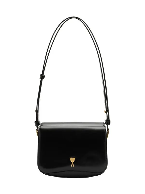 AMI Paris Glazed Leather Paris Bag - Black