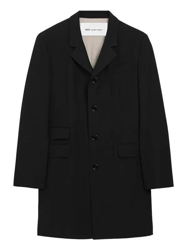 AMI Paris Wool Straight Single-breasted Jacket - Black