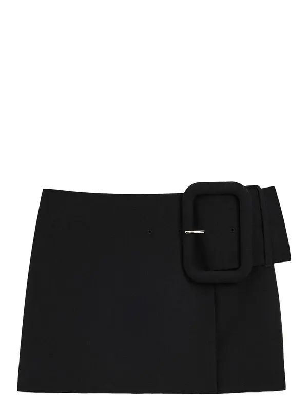 AMI Paris Big Buckle Belted Mini Skirt - Black