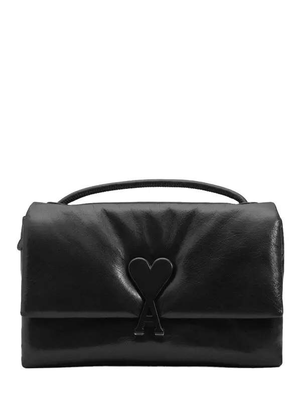 AMI Paris Cowhide Leather Voulez-vous Bag With De Coeur Clasp - Black