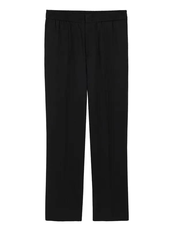 AMI Paris Wool Gabardine Elasticated Waist Trousers - Black