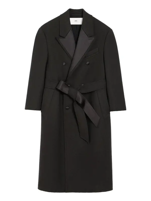 AMI Paris Double Breasted Long Coat - Anthracite