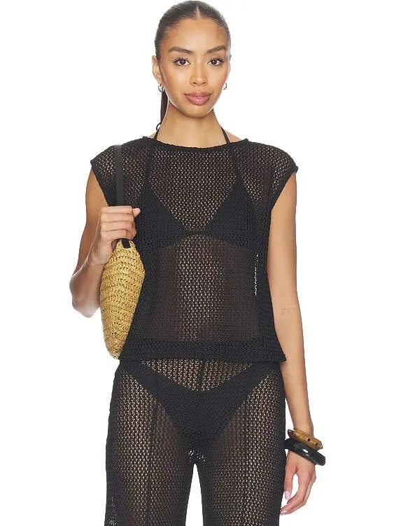 RIPLEY RADER Fishnet Lounge Tank - Black