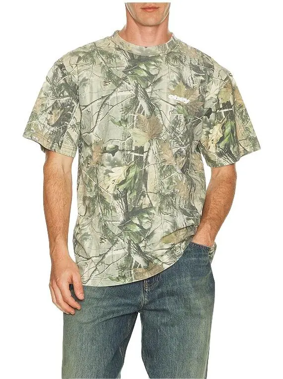 Obey Get Up Tee In Green - Leaf Camo