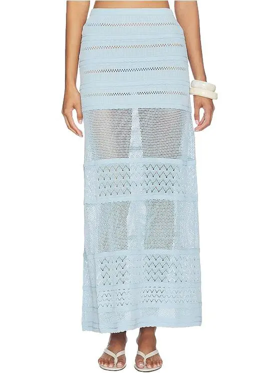 Devon Windsor Yasmin Crochet Knit Maxi Skirt - Celeste