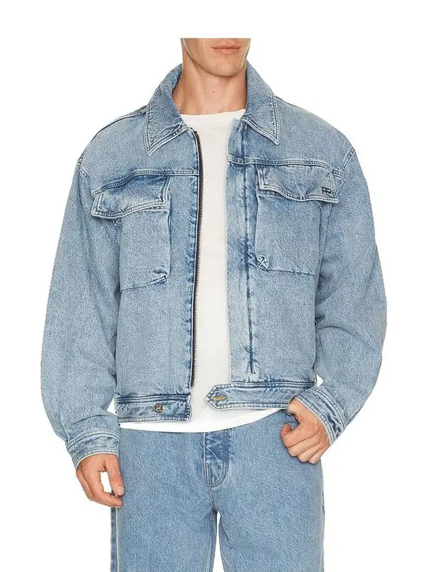 Filling Pieces Denim Trucker Jacket With Button Closure - Skyway