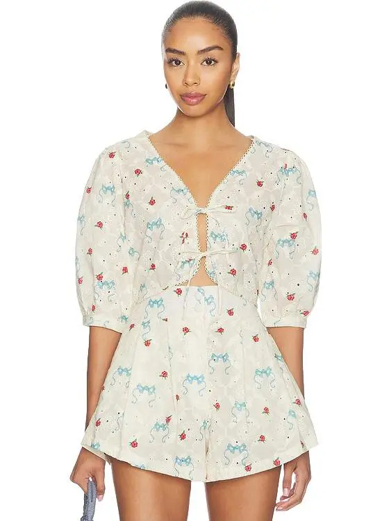 Agua Bendita Salem Print Cherish Top - Multicolor