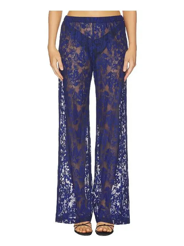 Amanda Uprichard Lace Wide Leg Pants - Navy
