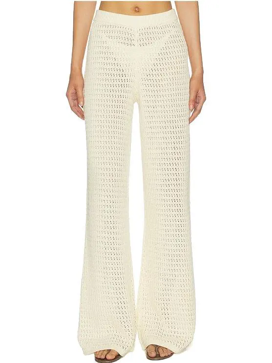 Tularosa Rennata Open Stitch Crochet Wide Leg Pants - Ivory