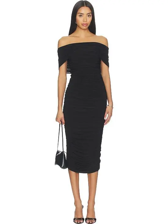 Norma Kamali Sleeveless Cowl Neck Side Shirred Dress - Black