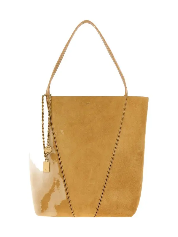Chloé Suede Shopping Bag With Logo Charms - Yellow