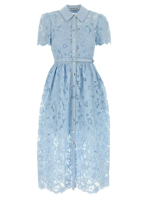 SELF-PORTRAIT Lace Midi Dress - Blue