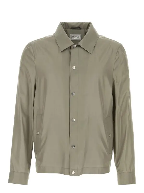 Brunello Cucinelli Silk Blend Collared Jacket - Grey