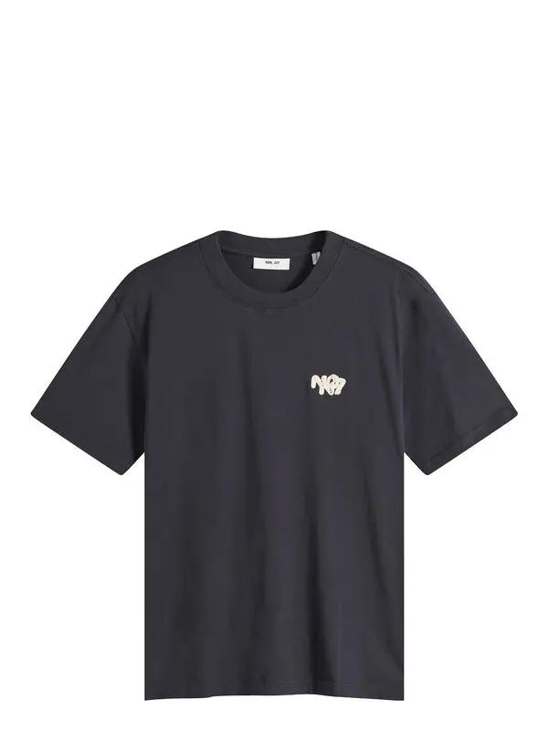 Nn07 Adam Twin Needle Embroidered T-shirt - Deep Navy