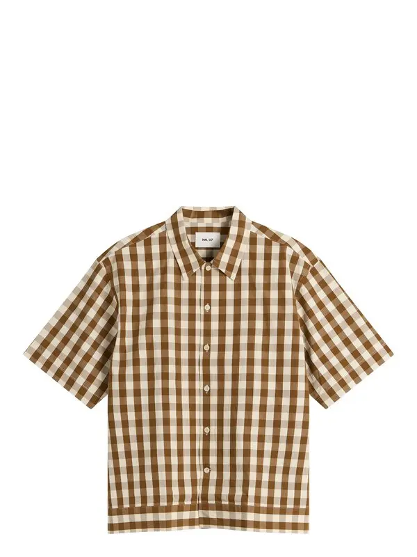 Nn07 Reed Boxy Short Sleeve Shirt - Brown Check
