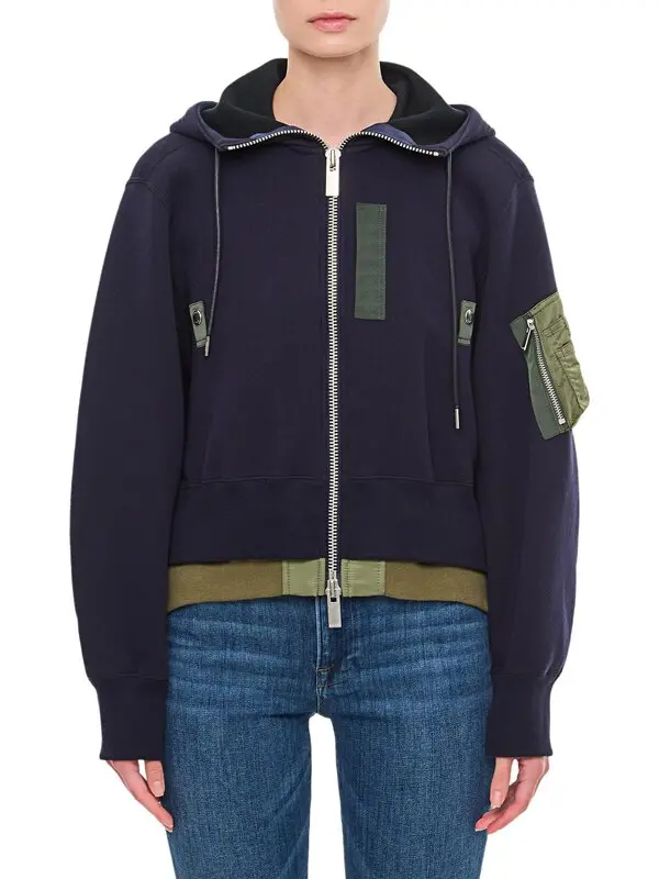 Sacai Layered Fleece Hoodie - Blu
