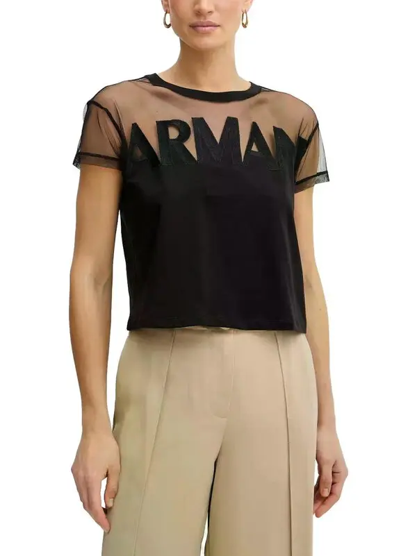 Armani Exchange Logo T-shirt With Mesh Paneling - Black