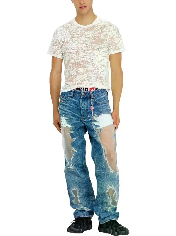DIESEL® D-macs Distressed Mesh-panel Jeans - Blue