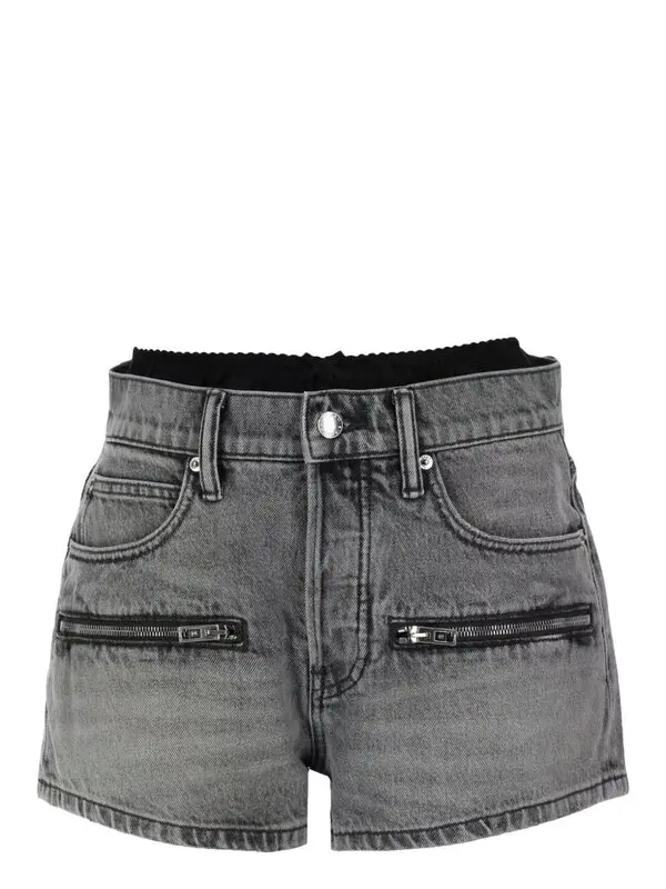 Alexander Wang Layered-waistband Zip-detail Shorts - Grey