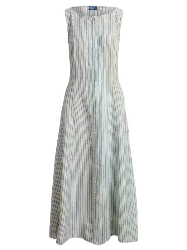 Polo Ralph Lauren Striped Linen Dress - Neutrals