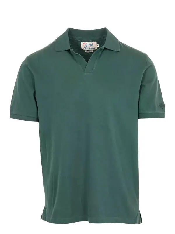 MC2 SAINT BARTH Piqué-weave V-neck Polo Shirt - Green
