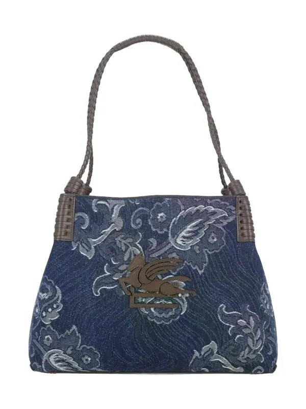 Etro Pegaso Floral-jacquard Tote Bag - Blue