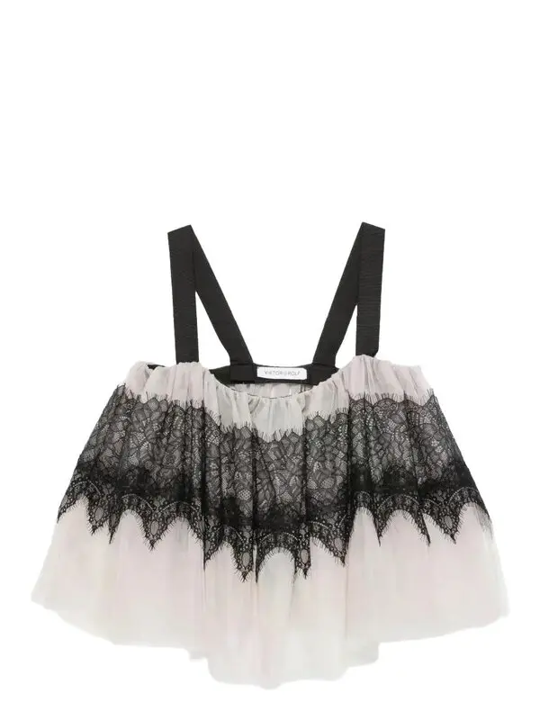 Viktor & Rolf Lace-trimmed Tulle Blouse - Grey