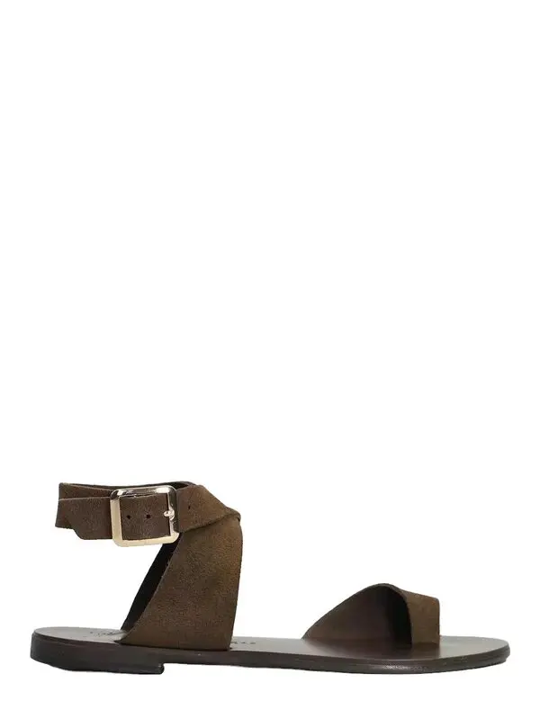NICOLAS LAINAS Suede Toe-strap Flat Sandals - Brown