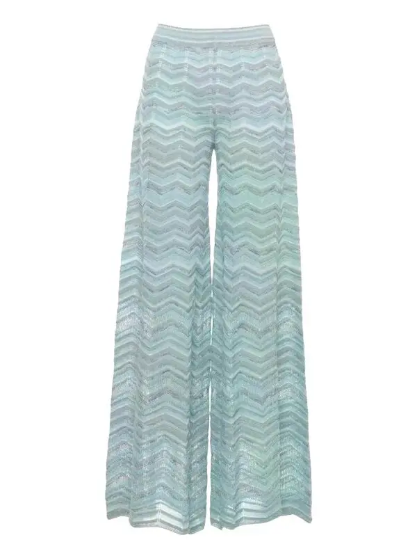 D.exterior Wide-leg Chevron Knit Trousers - Blue