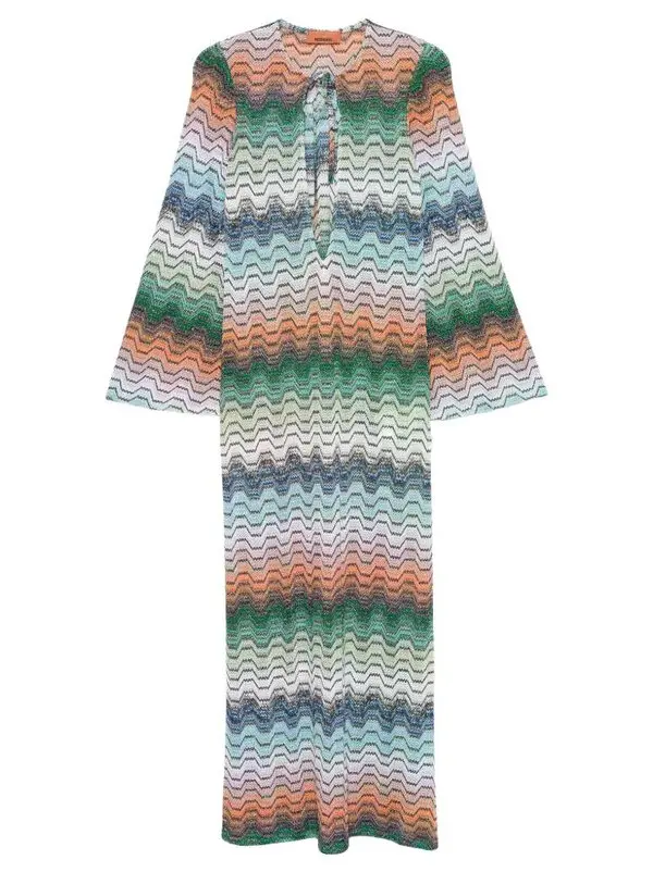 Missoni Zigzag-knit Cut-out Maxi Dress - Green