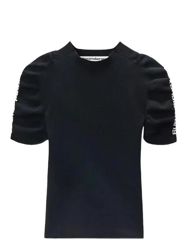 Alexander Wang Ruched Logo Tape T-shirt - Black