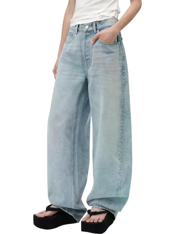 Alexander Wang Crystal-logo Oversized Jeans - Blue