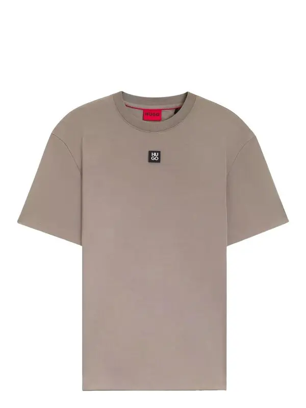 Hugo Crew-neck Logo-patch T-shirt - Neutrals