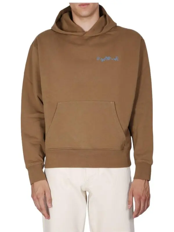 SUNFLOWER Long-sleeved Hooded Sweatshirt With Back Graphic - Brown