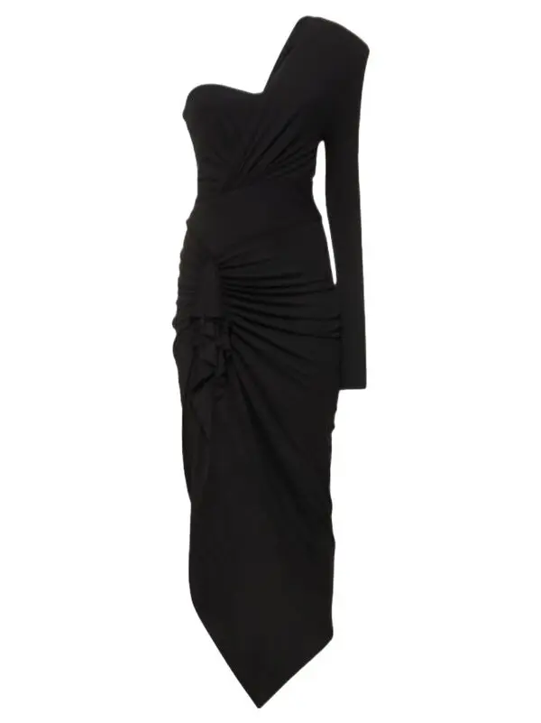 Alexandre Vauthier Asymmetrical One-shoulder Midi Dress - Black