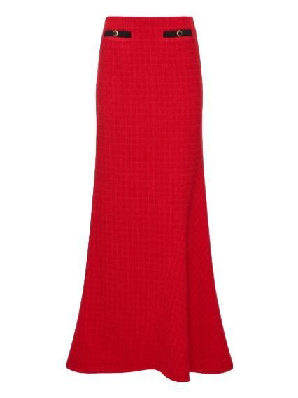 Alessandra Rich Plaid Maxi Skirt - Red