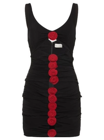 Magda Butrym Rose Embellished Ruched Dress - Black