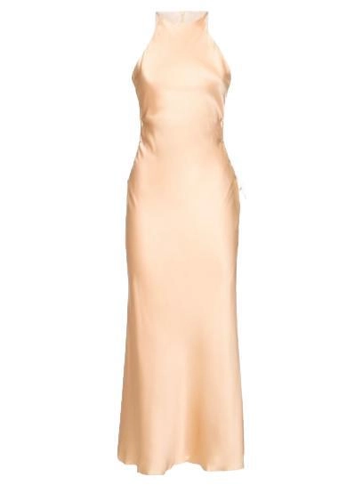 Alessandra Rich Lace-up Detail Maxi Dress - Nude