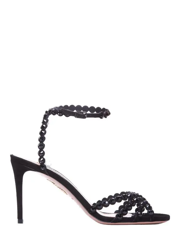 AQUAZZURA Tequila Embellished Open Toe Sandals - Black