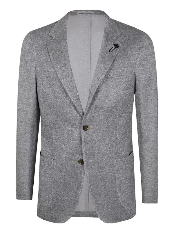 LARDINI Flower-pin Blazer - Grey