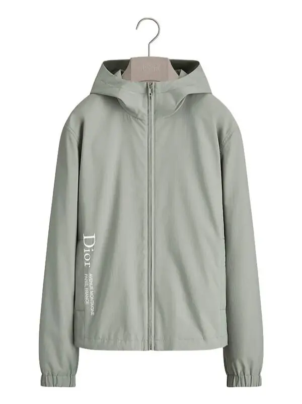 Dior Hooded Long Sleeve Zip-up Jacket - Grey