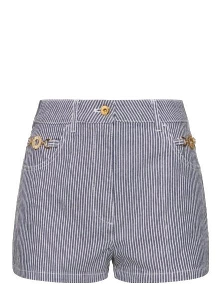 PATOU Striped Denim Shorts - Gray