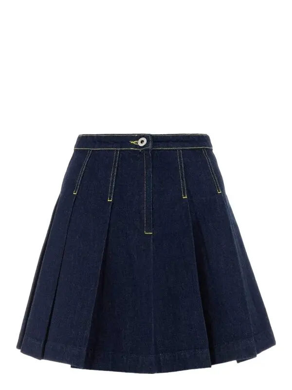 Kenzo Pleated Denim Mini Skirt - Black