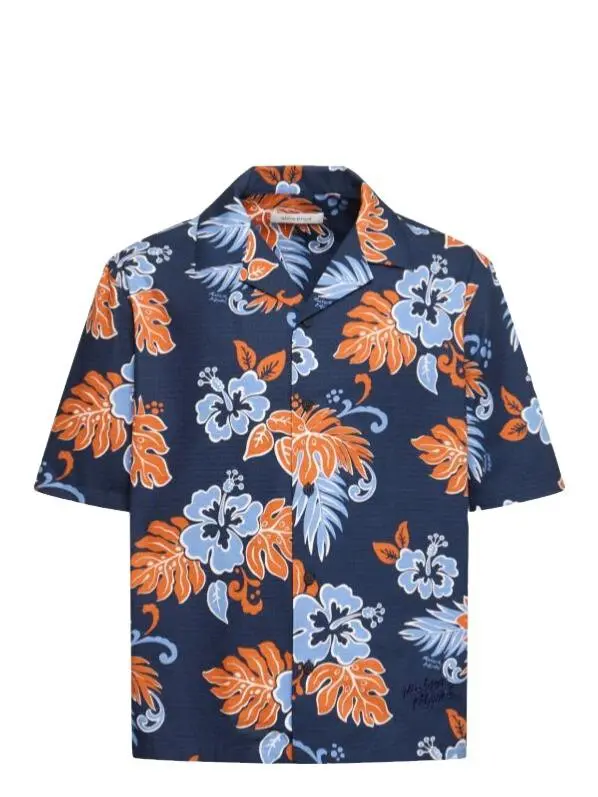 Maison Kitsuné Short-sleeved Printed Shirt - Blue